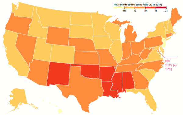 Food Insecurity State Map 2015 2017 - Food Research & Action Center